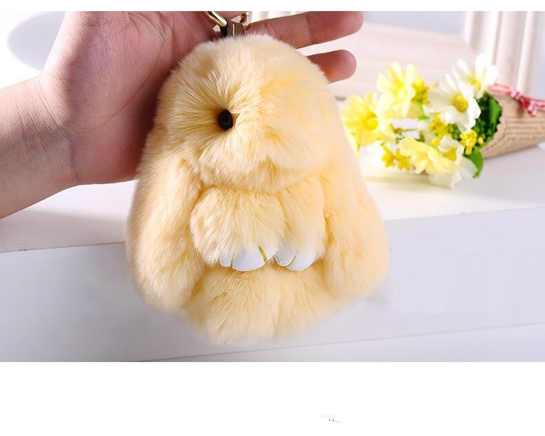 Kawaii Rabbit Fur Plush Toy Keychain - KawaiiMerch.com