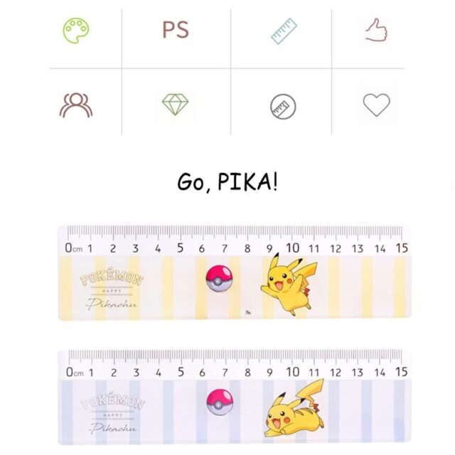 Pokemon Pikachu Kawaii Stationery Flat Plastic Ruler - KawaiiMerch.com