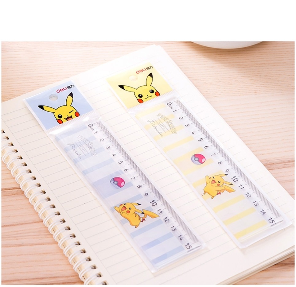 Pokemon Pikachu Kawaii Stationery Flat Plastic Ruler - KawaiiMerch.com