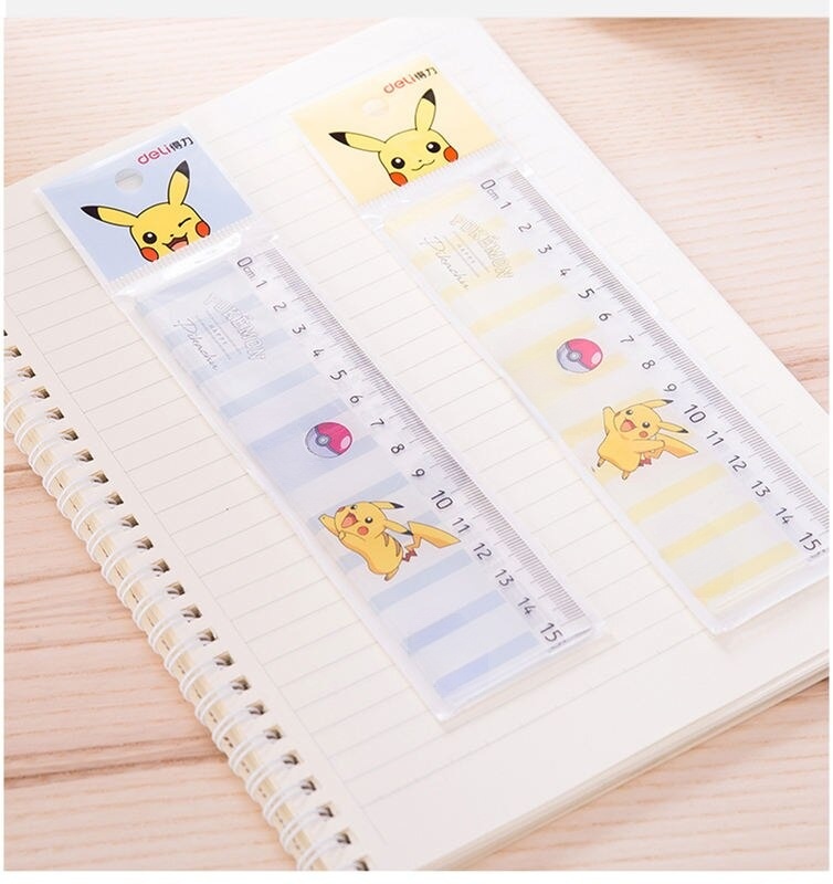 Pokemon Pikachu Kawaii Stationery Flat Plastic Ruler - KawaiiMerch.com