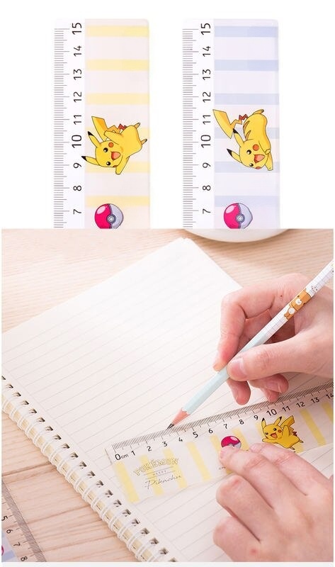 Pokemon Pikachu Kawaii Stationery Flat Plastic Ruler - KawaiiMerch.com