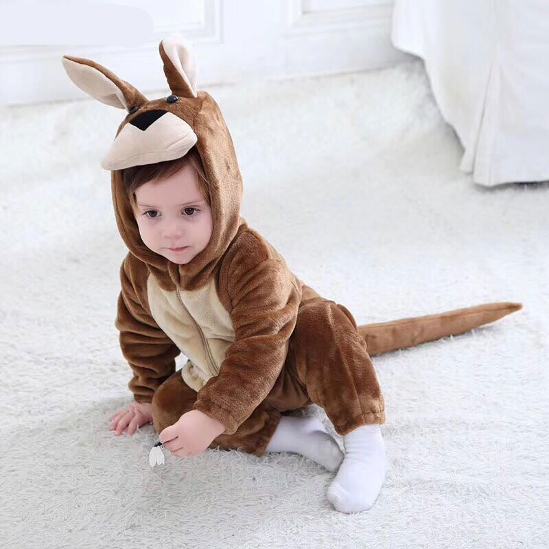Brown Kangaroo Baby Pajama Kigurumi Onesie Costume - KawaiiMerch.com
