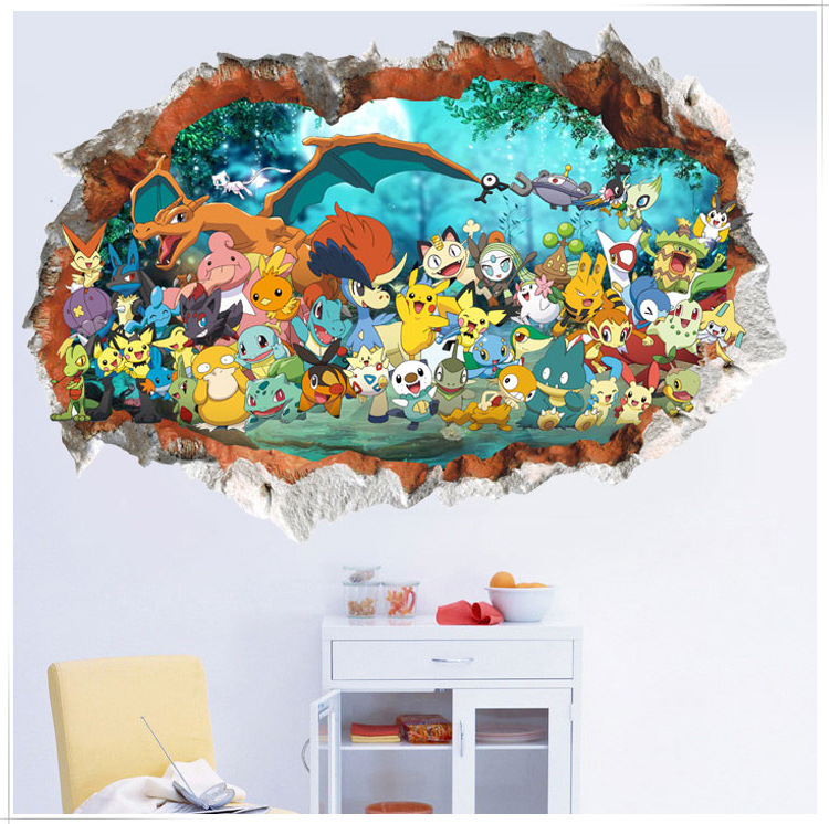 3D Cartoon Pokemon Decoration Wall Sticker Poster - KawaiiMerch.com