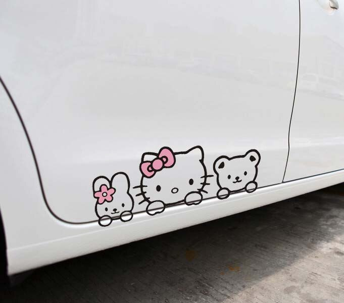 Hello Kitty Cat Pattern Car Accessories Decal Stickers - KawaiiMerch.com