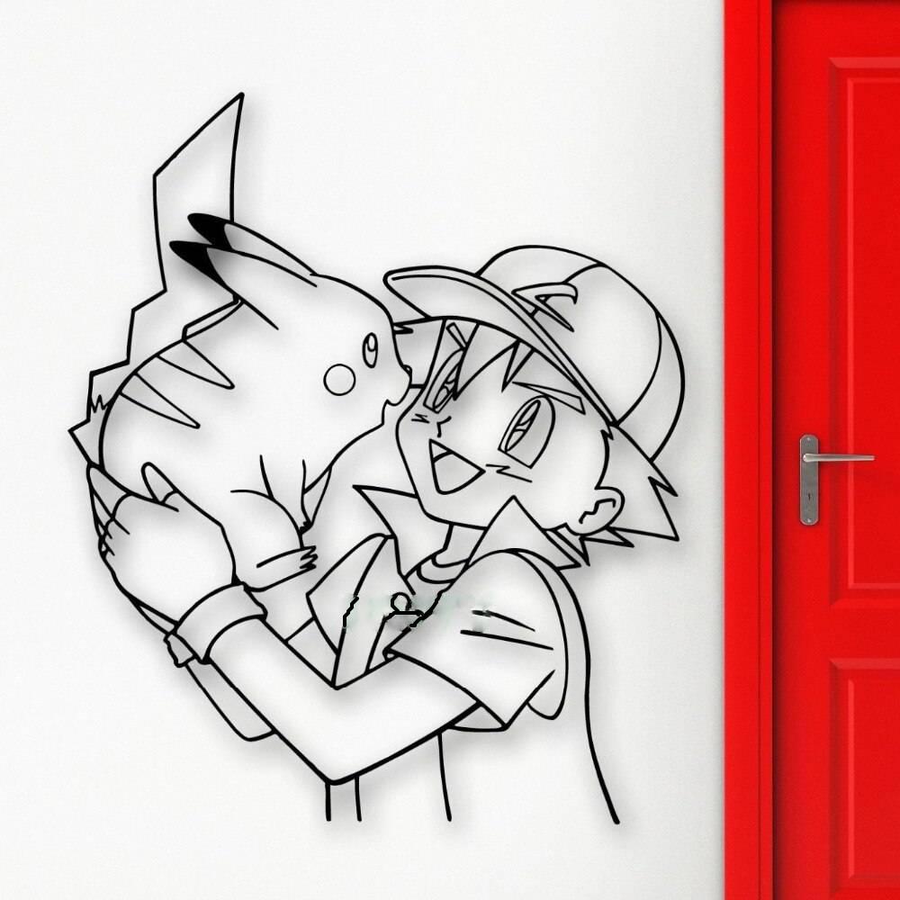 Pokemon Pikachu Anime Mural Wall Stickers Poster For Kids Room Decor ...