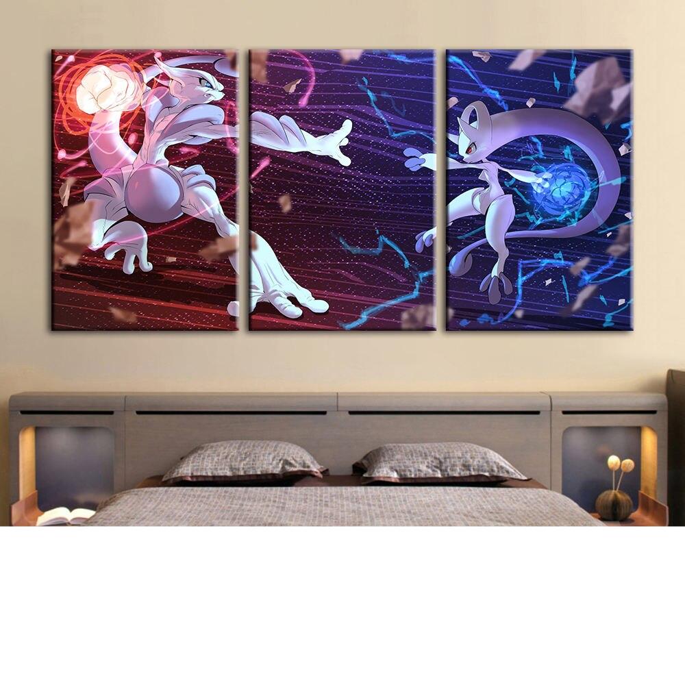 Mewtwo Printed Wall Art Modern Posters For Living Room - KawaiiMerch.com