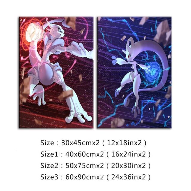 Mewtwo Printed Wall Art Modern Posters For Living Room - KawaiiMerch.com