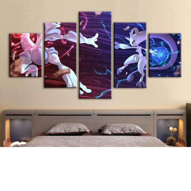 Mewtwo Printed Wall Art Modern Posters For Living Room - KawaiiMerch.com