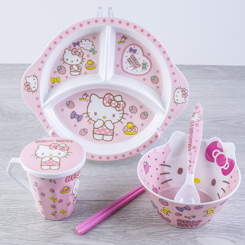 Cartoon Hello Kitty Kawaii Kids Tableware Set - KawaiiMerch.com