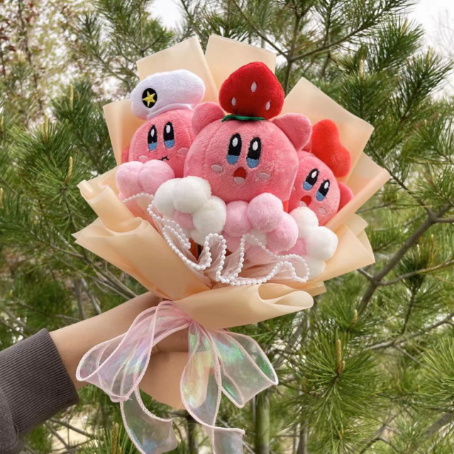 Kawaii Cartoon Kirby Graduation Plush Bouquet - KawaiiMerch.com