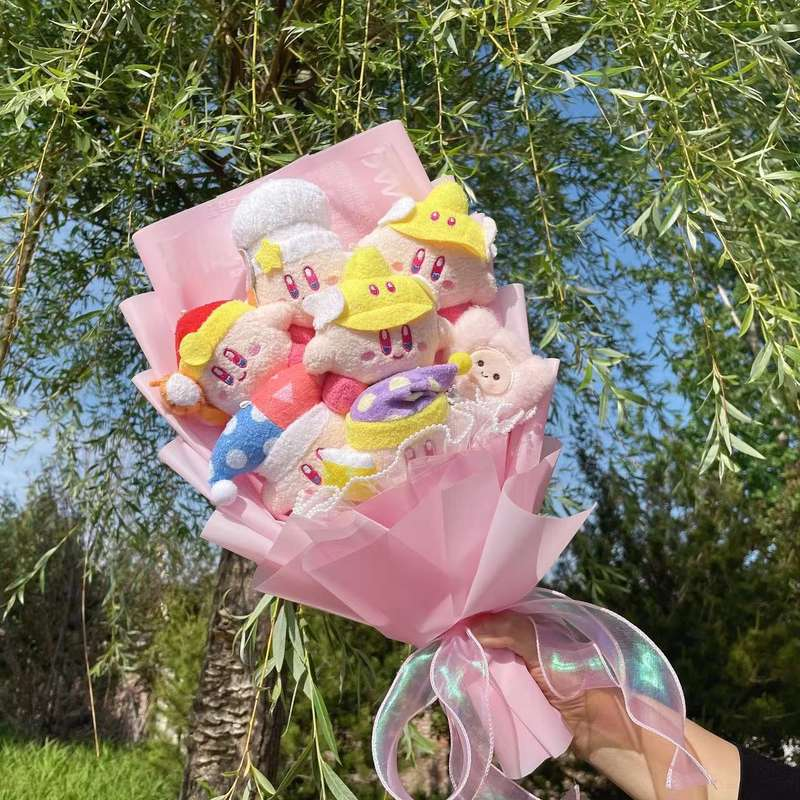 Kawaii Cartoon Kirby Graduation Plush Bouquet - KawaiiMerch.com