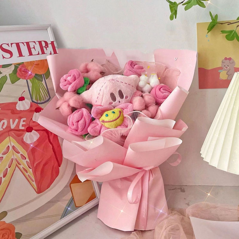 Kawaii Cartoon Kirby Graduation Plush Bouquet - KawaiiMerch.com