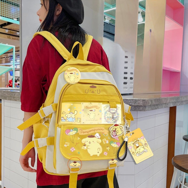 Kawaii Cartoon Sanrio Pom Pom Purin Waterproof School Bag - KawaiiMerch.com