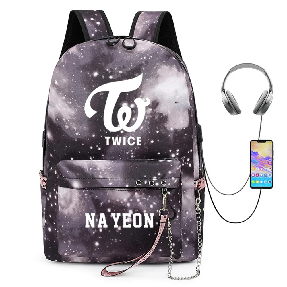 Kawaii Twice Na Yeon Chain USB Charge Backpack - KawaiiMerch.com