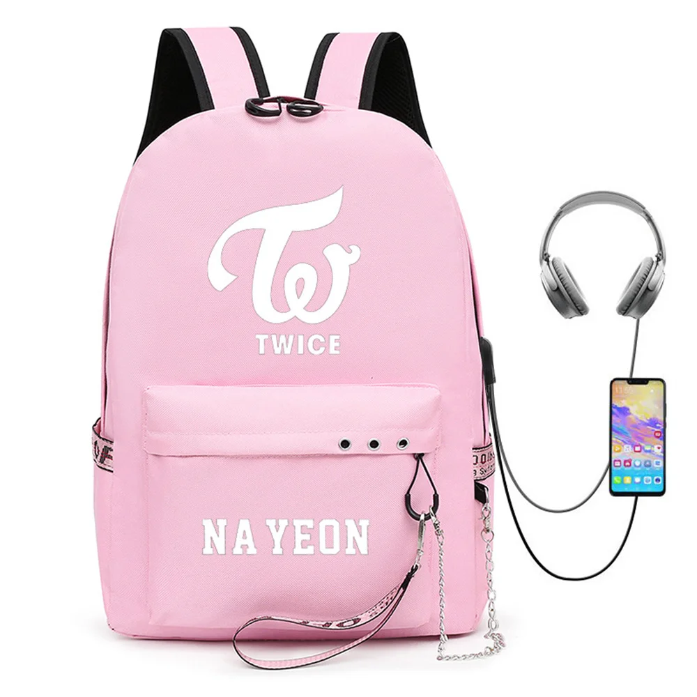 Kawaii Twice Na Yeon Chain USB Charge Backpack - KawaiiMerch.com