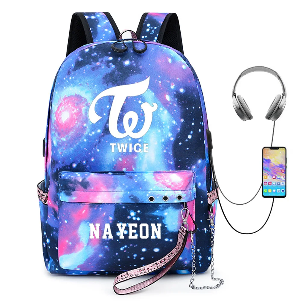 Kawaii Twice Na Yeon Chain USB Charge Backpack - KawaiiMerch.com