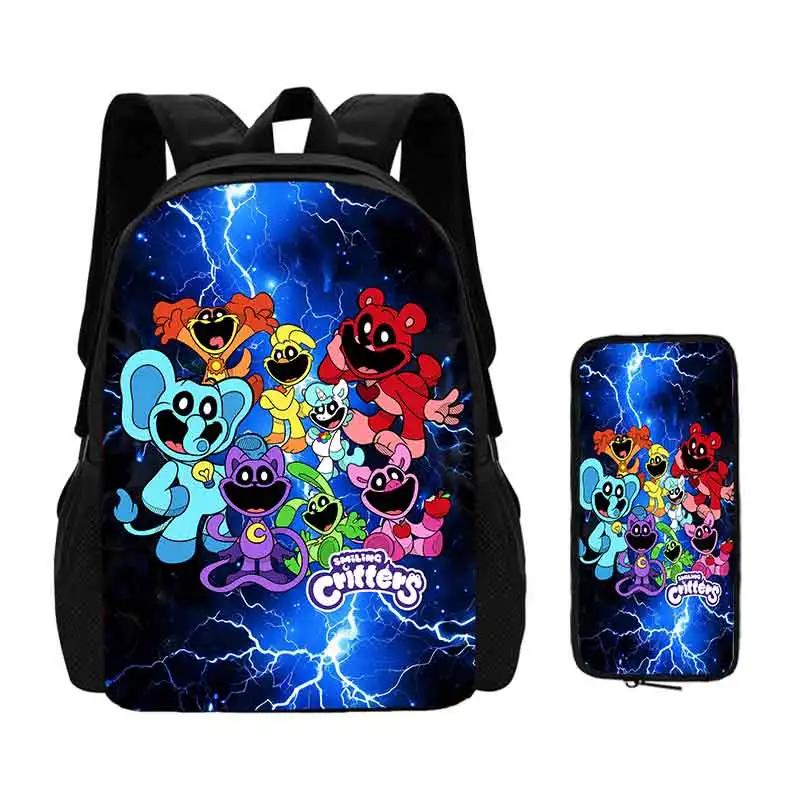2 Pcs Set Smiling Critters Backpack With Pencil Bag - KawaiiMerch.com