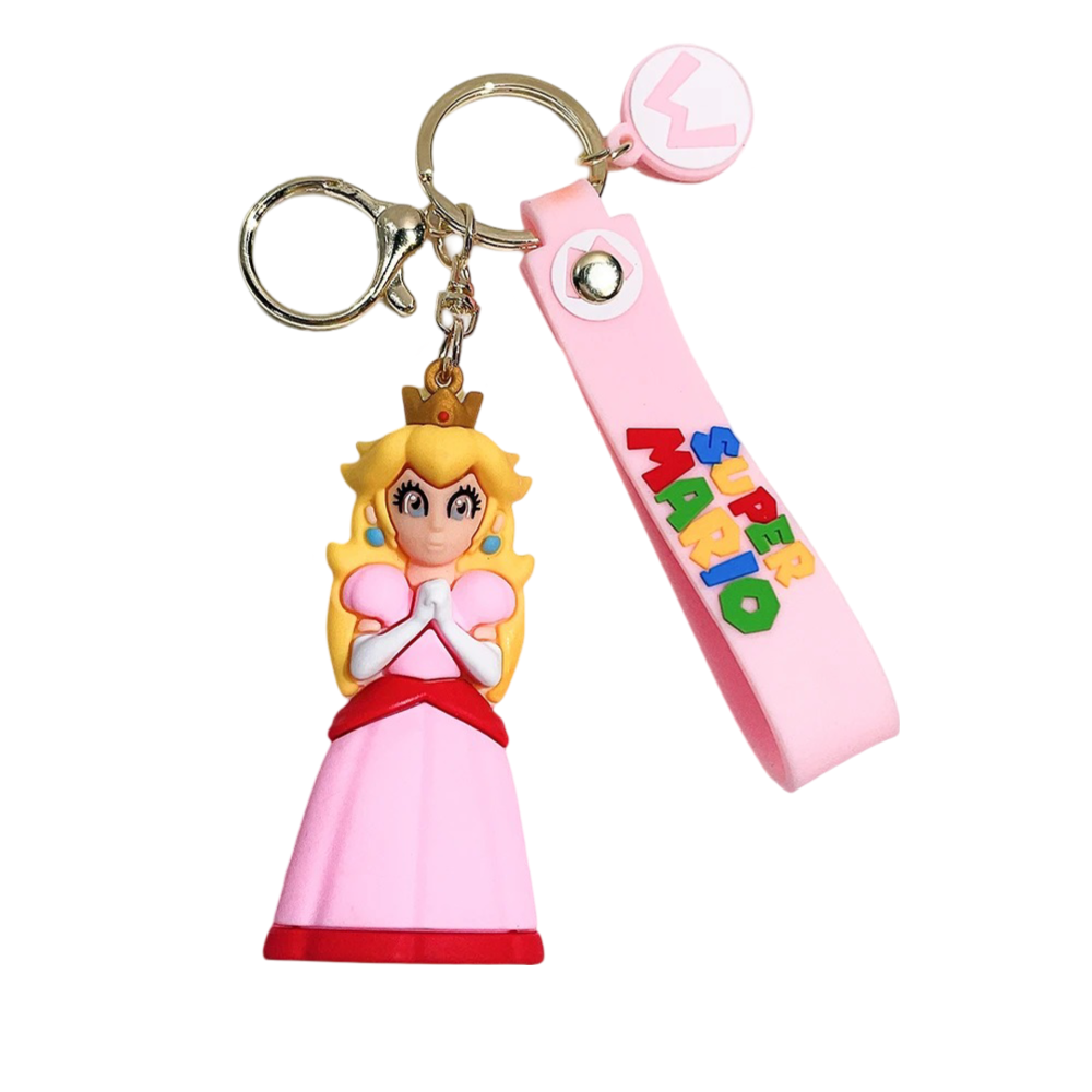 Kawaii Cartoon Super Mario Princess Peach Keychain - KawaiiMerch.com