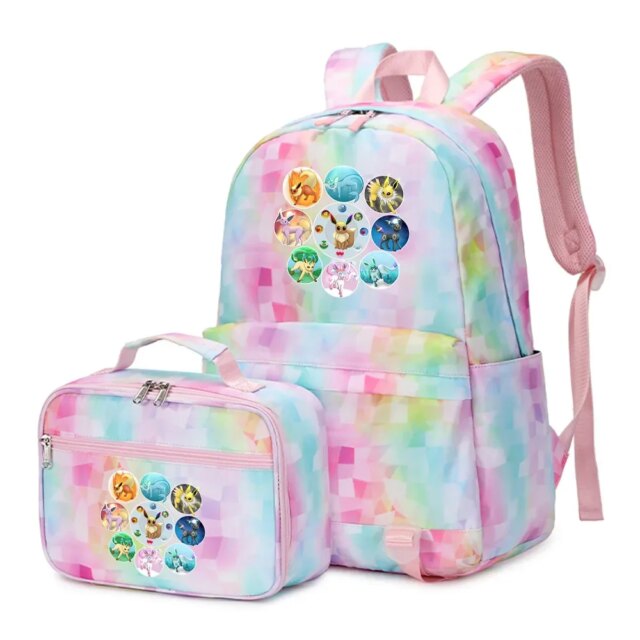 Kawaii Pokemon Eevee Evolution Backpack And Lunch Bag - KawaiiMerch.com