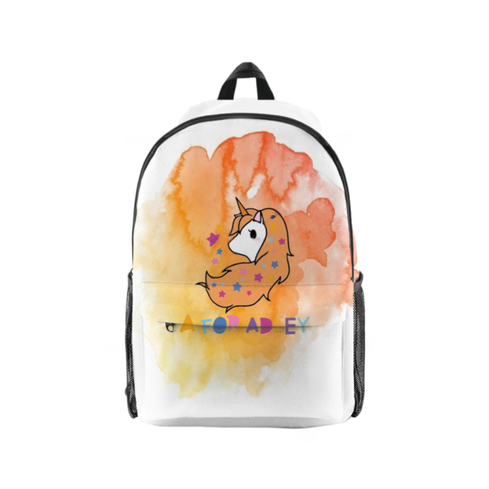 Kawaii A For Adley Unicorn Travel Backpack - KawaiiMerch.com