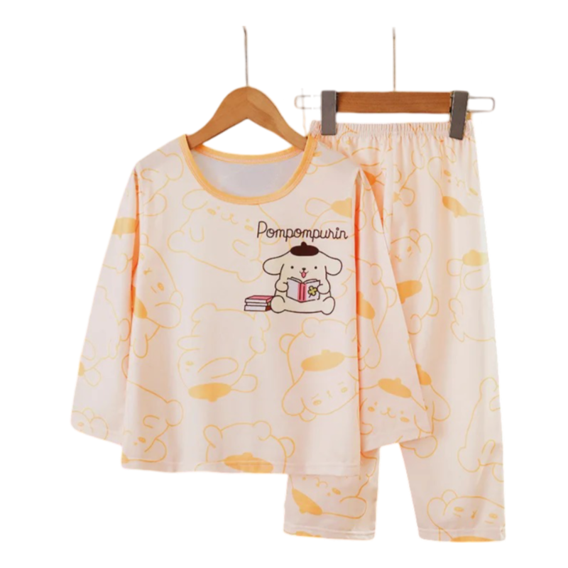 Kawaii Sanrio Cartoon Pompompurin Printed Nightwear Pajama Set ...