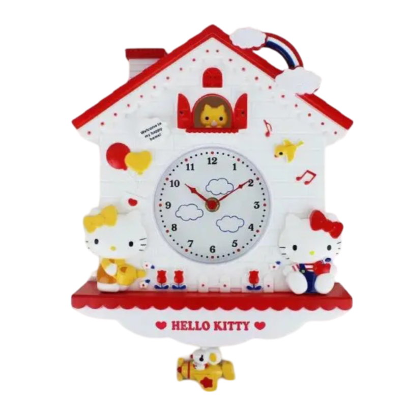 Sanrio Kawaii Cartoon Hello Kitty Swinging Wall Clock - KawaiiMerch.com