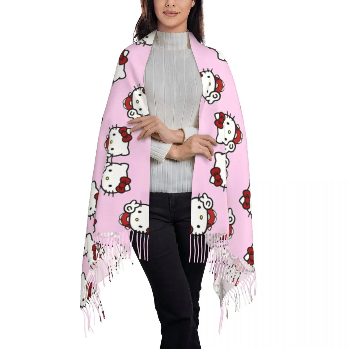Sanrio Kawaii Cartoon Hello Kitty Scarf For Women - KawaiiMerch.com