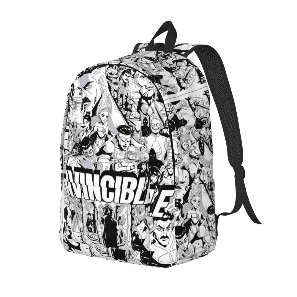 Kawaii Cartoon Invincible White And Black Backpack - KawaiiMerch.com