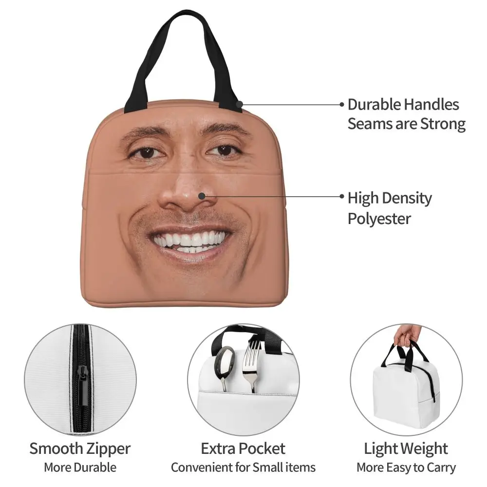 Kawaii Dwayne The Rock Johnson Insulated Lunch Bag - KawaiiMerch.com