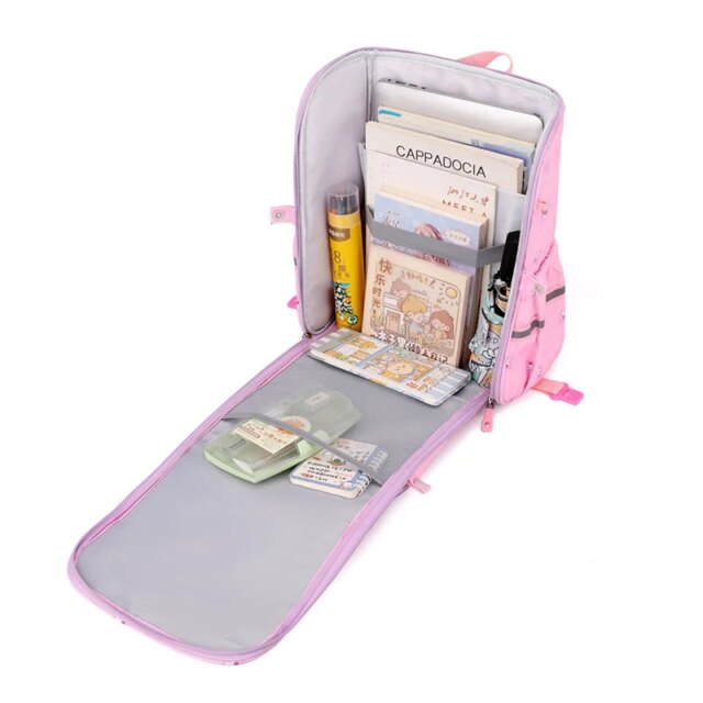 Sanrio Anime Kuromi Kawaii Rolling Backpack - KawaiiMerch.com