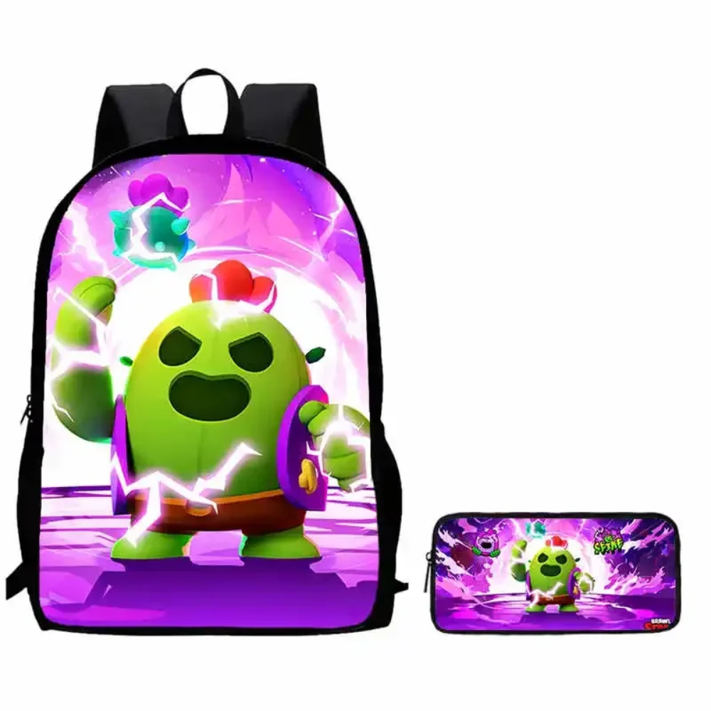 2Pcs/Set Kawaii Cartoon Brawl Stars Spike Backpack And Pencil Case ...