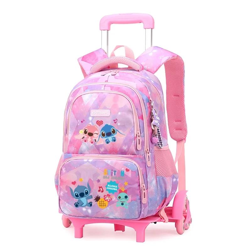 Kawaii Cartoon Stitch And Angel Trolley Backpack - KawaiiMerch.com