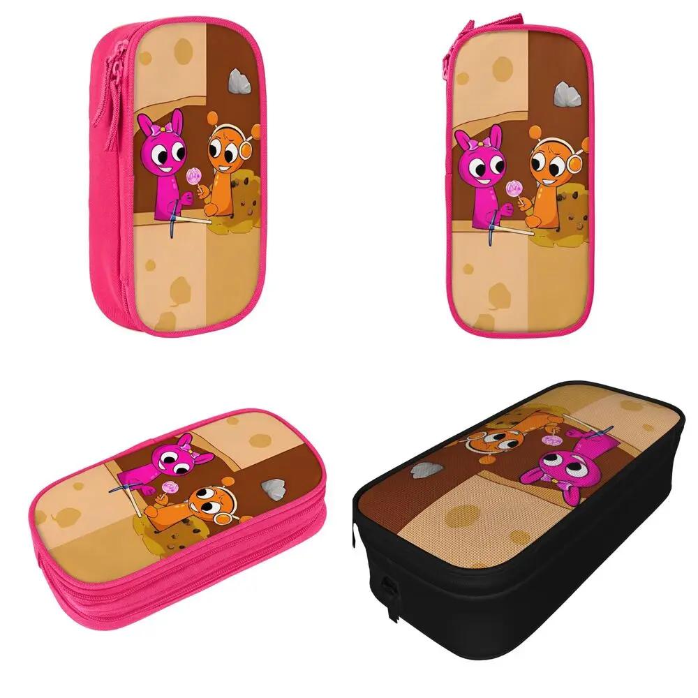 Kawaii Cartoon Sprunki Oren And Pinki Pencil Case - KawaiiMerch.com