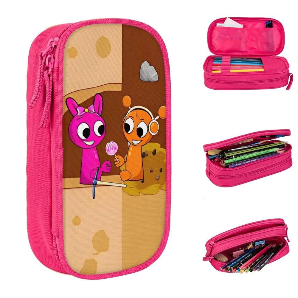 Kawaii Cartoon Sprunki Oren And Pinki Pencil Case - KawaiiMerch.com