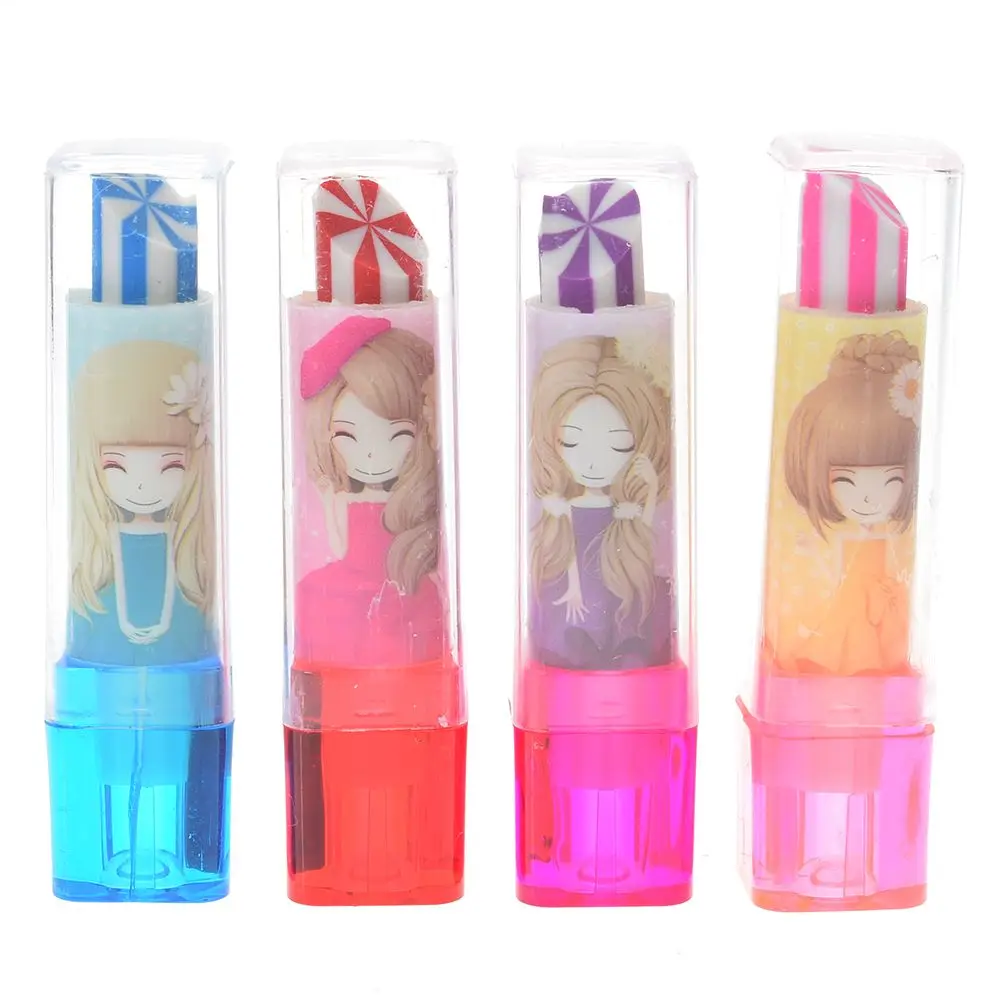 Kawaii Colorful Lipstick Shape Rotary Rubber Eraser - KawaiiMerch.com