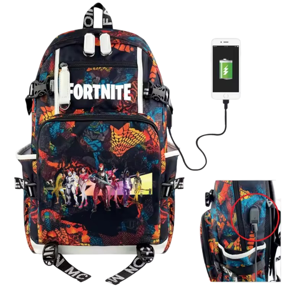 Kawaii Fortnite School Backpack With USB Charging - KawaiiMerch.com